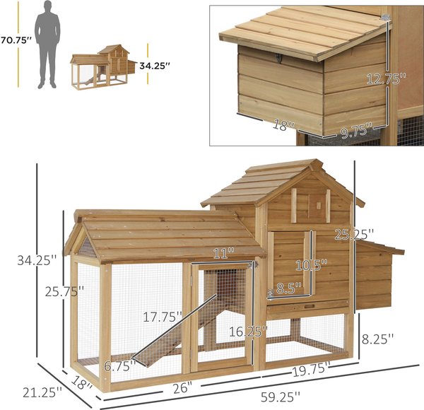 Temporarily Unavailable - PAWHUT Nesting Box Wooden Chicken Coop, Hen ...