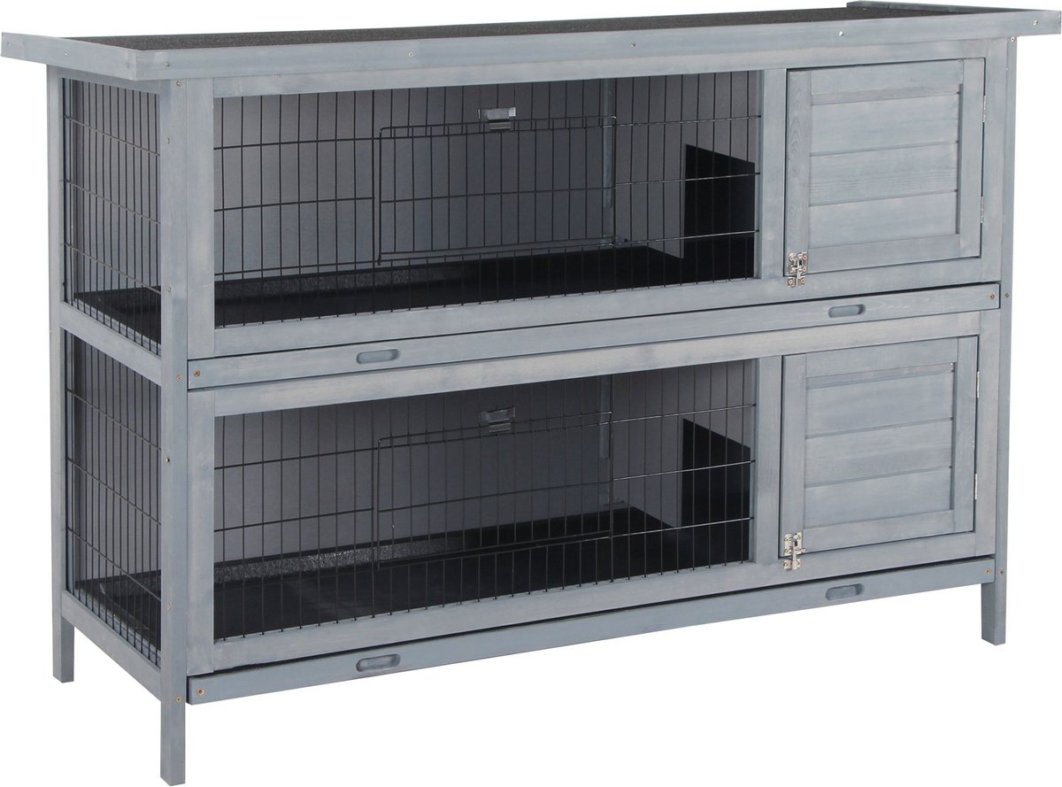 PAWHUT Raised Compact Dual Outdoor Wooden Rabbit Hutch - Chewy.com