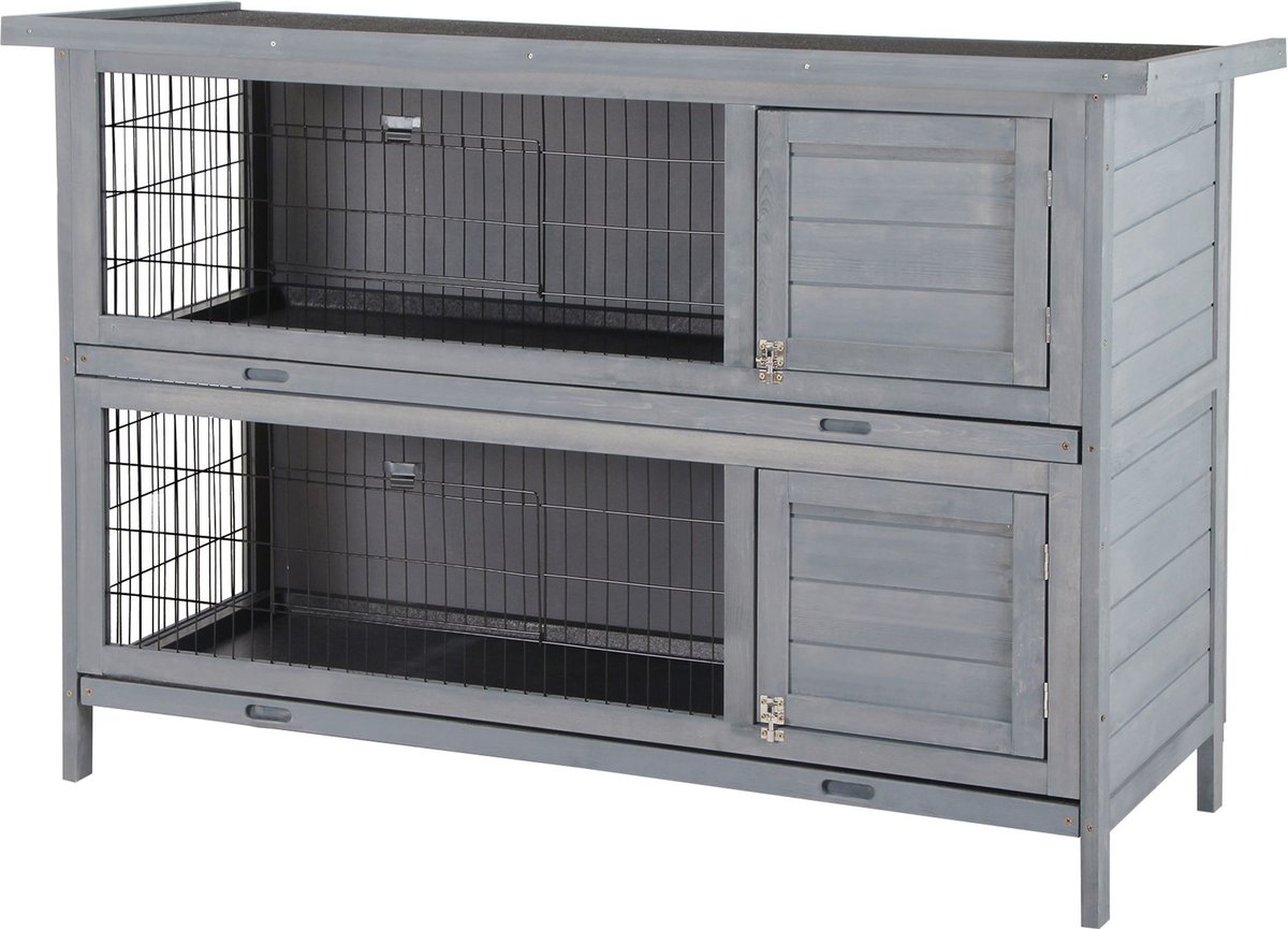 PAWHUT Raised Compact Dual Outdoor Wooden Rabbit Hutch - Chewy.com