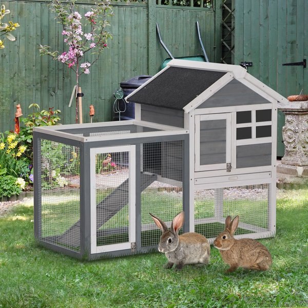 PAWHUT Weatherproof Wooden Rabbit Hutch - Chewy.com