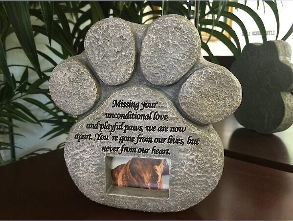 PAWPRINTS REMEMBERED Pet Memorial Stone with Picture Frame - Chewy.com