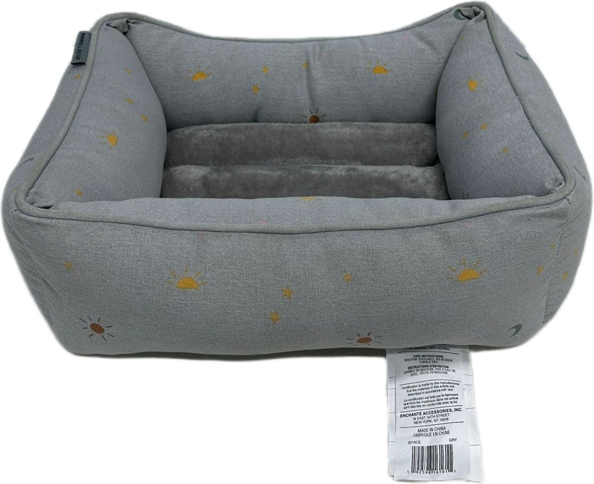 PAWS & DECOR Celestial Printed Cuddler Bolster Dog & Cat Bed, Gray ...