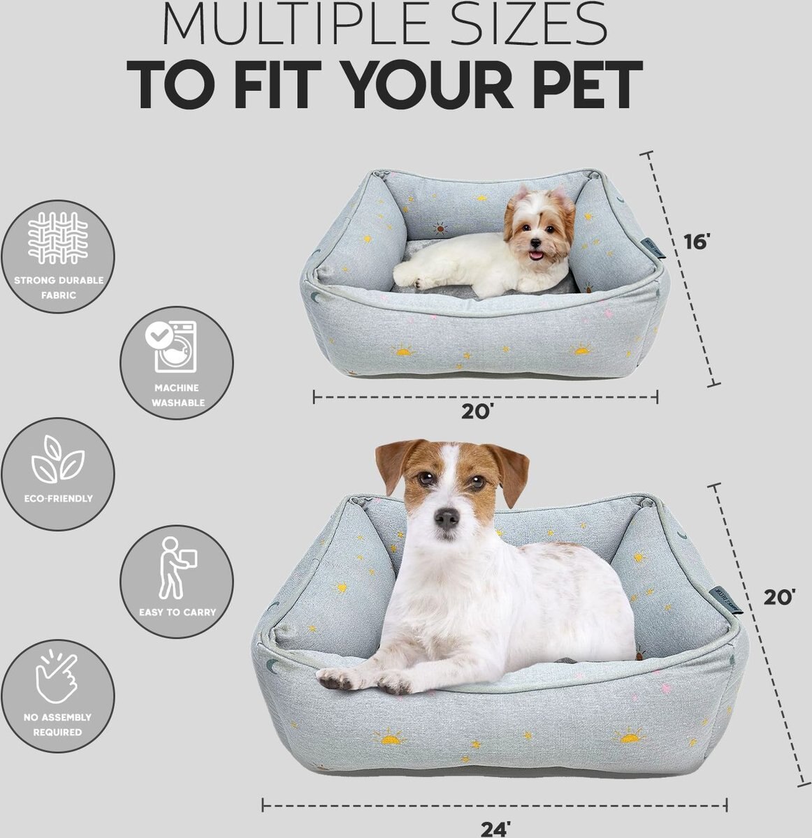 PAWS & DECOR Celestial Printed Cuddler Bolster Dog & Cat Bed, Gray ...