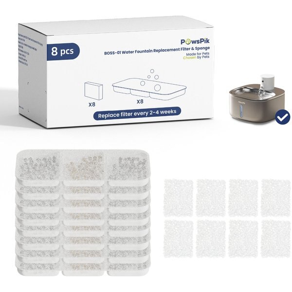 PAWSPIK BOSS-01 Dog & Cat Water Fountain Replacement Filters, 8 count ...