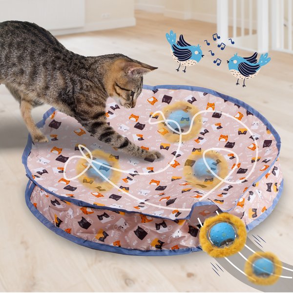 PAWSPIK Interactive Fast Rolling Play Mat Ball Cat Toy, Tan - Chewy.com