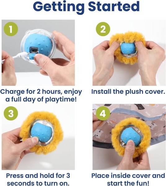 PAWSPIK Interactive Fast Rolling Play Mat Ball Cat Toy, Tan - Chewy.com