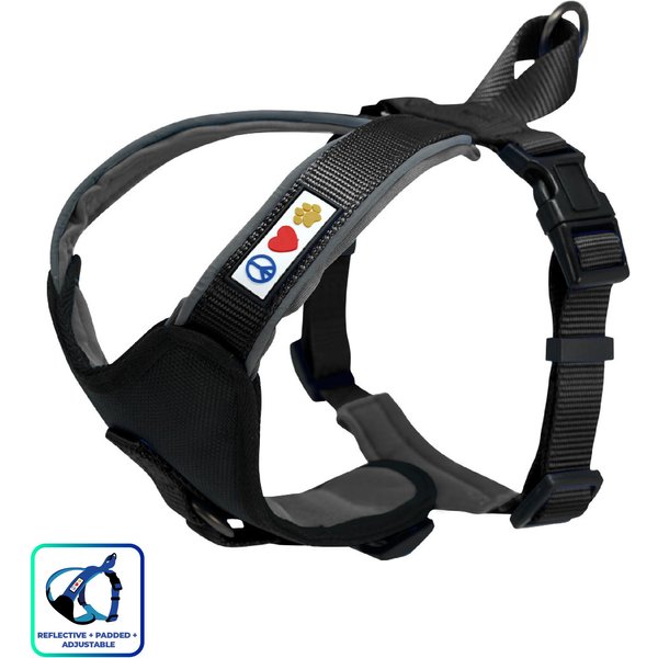 PAWTITAS Nylon Reflective Back Clip Dog Harness, Black, Medium/Large ...