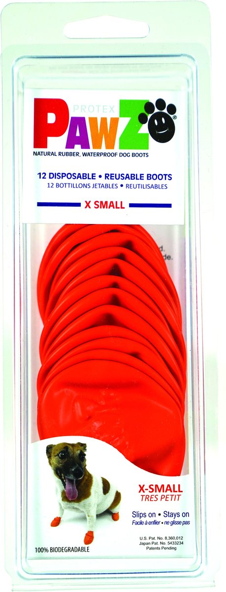 PAWZ Waterproof Dog Boots, 12 count, Orange, X-Small - Chewy.com
