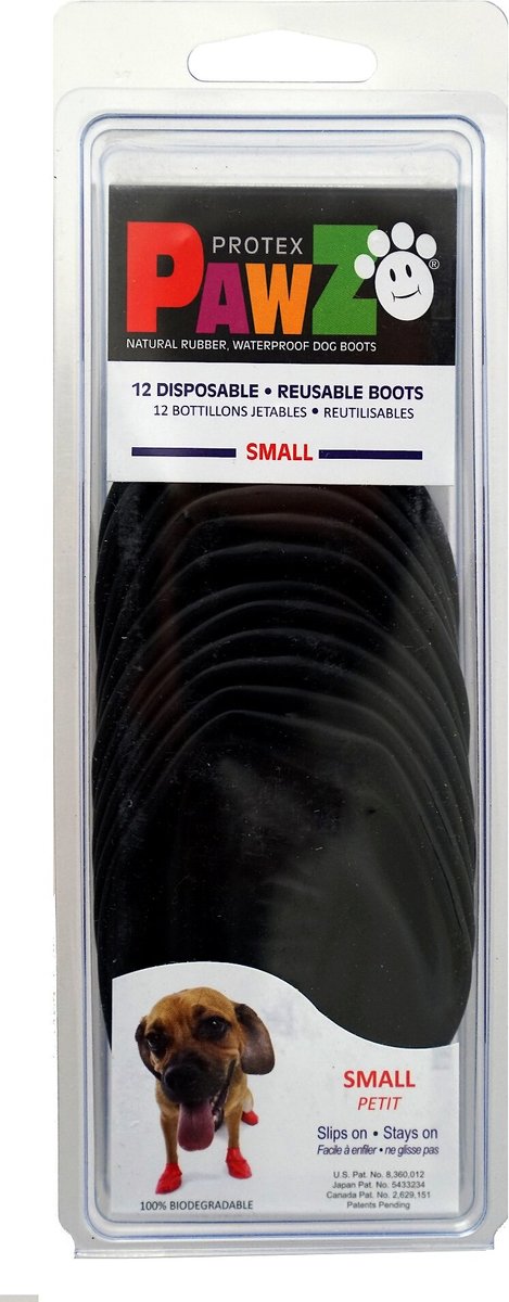 PAWZ Waterproof Dog Boots, Black, Small, 12 count - Chewy.com
