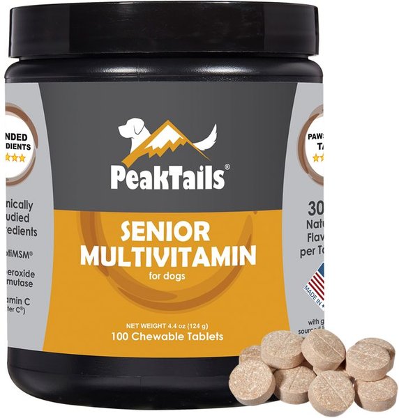 PEAKTAILS Senior Multivitamin Tablet Supplement for Dogs, 100 count ...