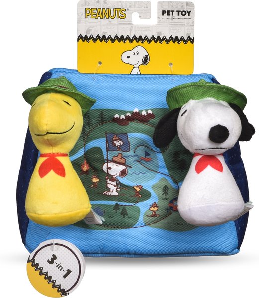 PEANUTS Adventurer Tent Burrow Squeaky Plush Dog Toy - Chewy.com