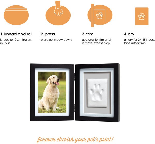 PEARHEAD Pet Paw Print Photo Frame with Clay Imprint Kit, Black - Chewy.com