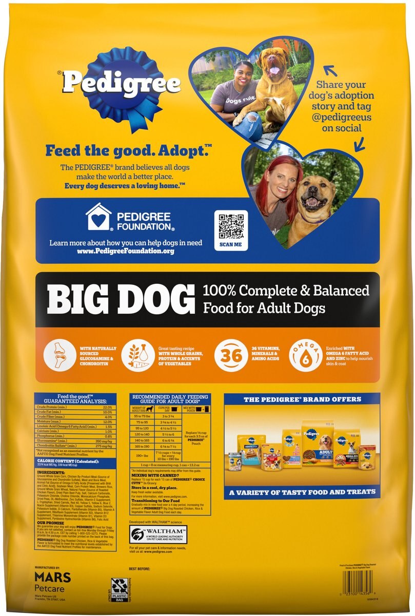 PEDIGREE Big Dogs Adult Complete Nutrition Large Breed Roasted Chicken ...