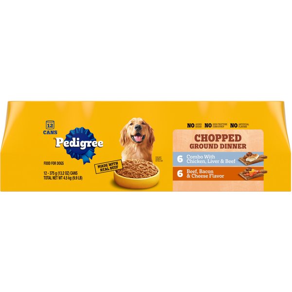 PEDIGREE Chopped Ground Dinner Beef, Bacon & Cheese Flavors Wet Dog ...