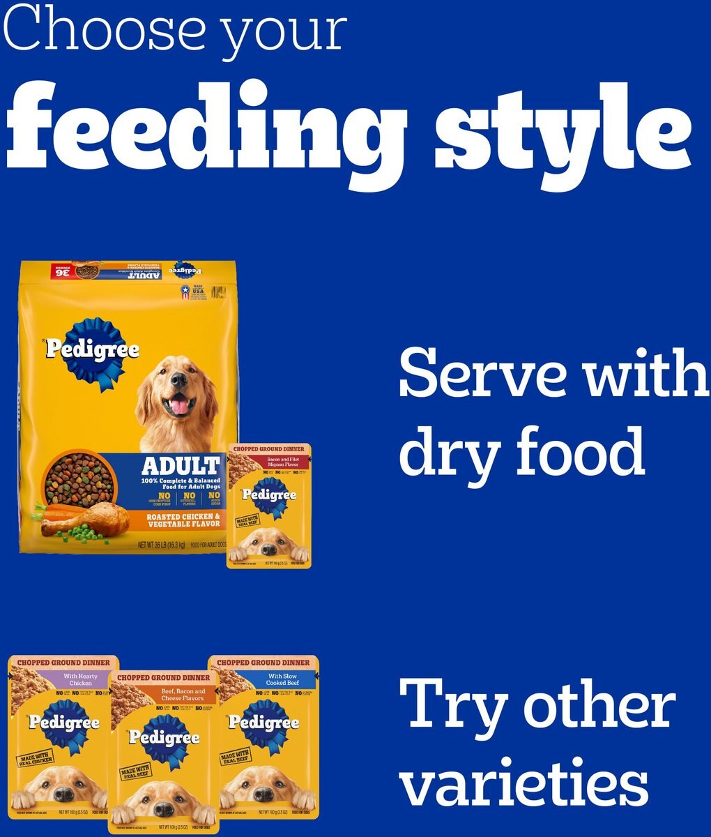 PEDIGREE Chopped Ground Dinner Variety Pack Chicken, Filet Mignon ...
