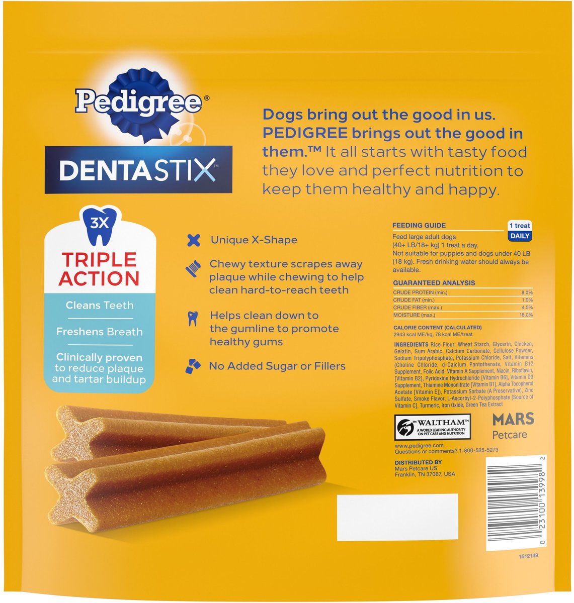 PEDIGREE Dentastix Large Original Chicken Flavor Dental Dog Treats, 80 ...
