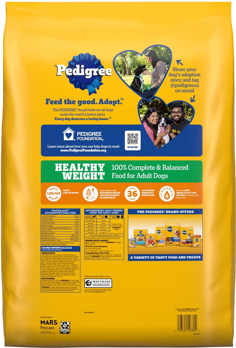 PEDIGREE Healthy Weight Roasted Chicken & Vegetable Flavor Adult Dry ...