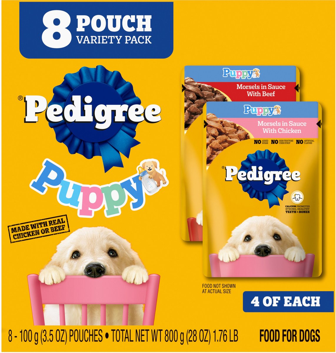 PEDIGREE Puppy Variety Pack Morsels in Sauce with Beef & Chicken Wet ...
