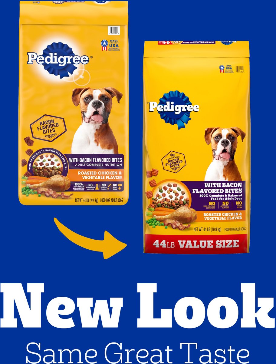 PEDIGREE Roasted Chicken & Vegetable Flavor with Bacon Flavored Bites ...