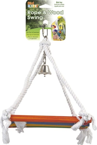 PENN-PLAX Bird Life Rope & Wood Swing Bird Toy - Chewy.com
