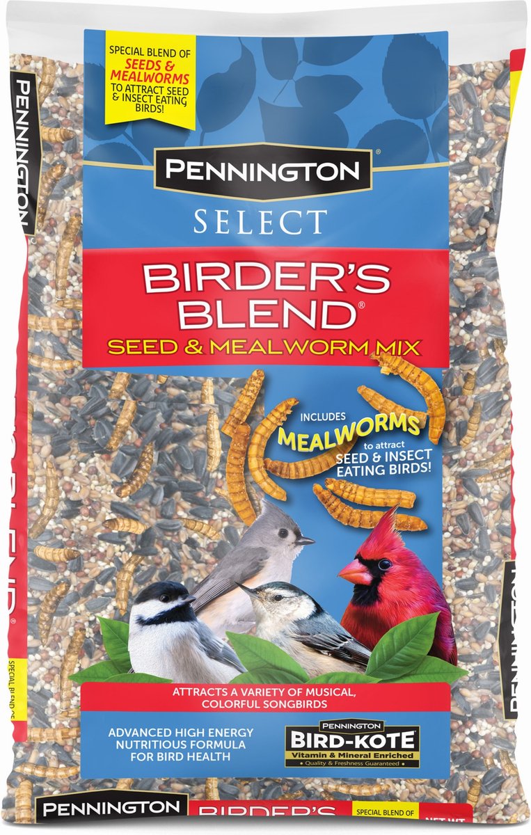 PENNINGTON Select Birder's Blend Seed & Mealworm Mix Wild Bird Food, 40-lb bag - Chewy.com