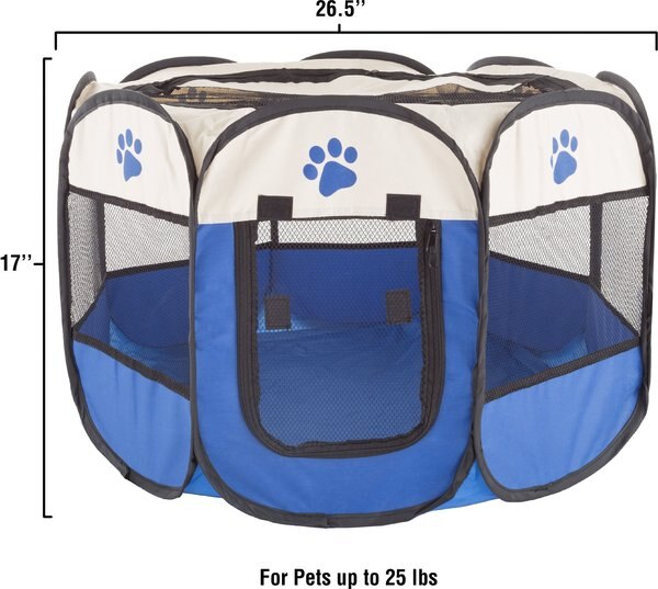 PET ADOBE Portable Pop-Up Dog & Cat Playpen, Blue, Small - Chewy.com
