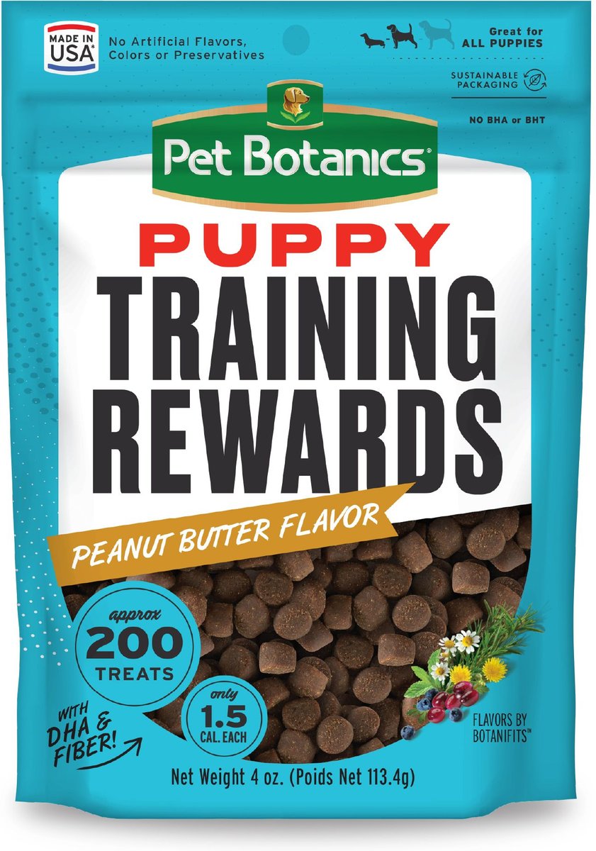 PET BOTANICS Training Rewards Soft & Chewy Puppy Peanut Butter Dog Treats, Mini, 4-oz bag ...