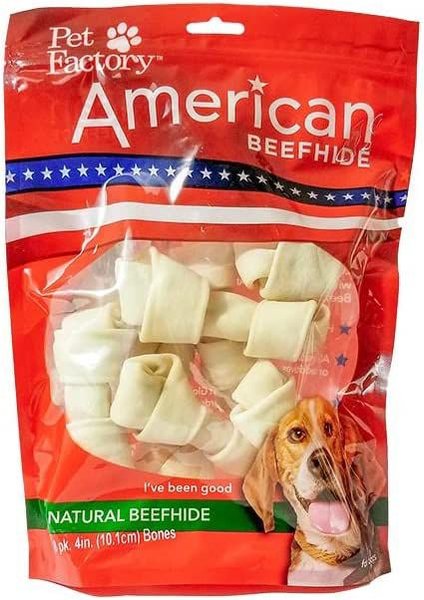 PET FACTORY American Beefhide 4 to 5-inch Knotted Bones Natural ...