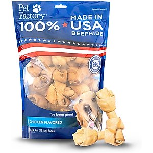 PET FACTORY Beefhide 4-inch Chicken Flavored Dog Bones, 18 count ...