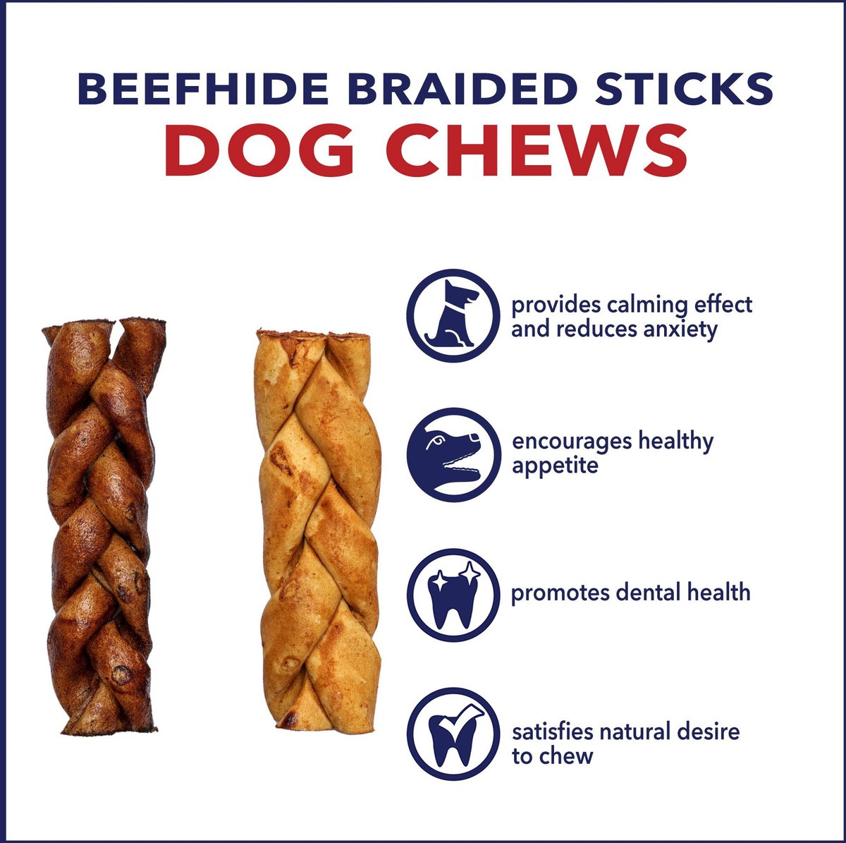 PET FACTORY Beefhide 6-inch Braided Sticks Variety Pack Beef & Chicken ...