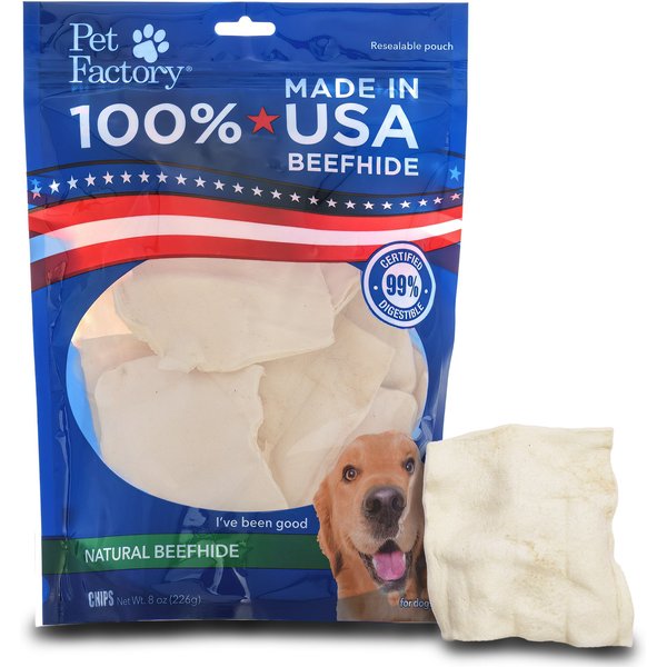 PET FACTORY Beefhide Chips Beef & Chicken Flavored Dog Hard Chews, 8-oz ...