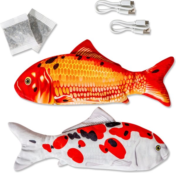 PET FIT FOR LIFE Floppy Fish Cat Toy, Multicolor, Medium, 2 count ...