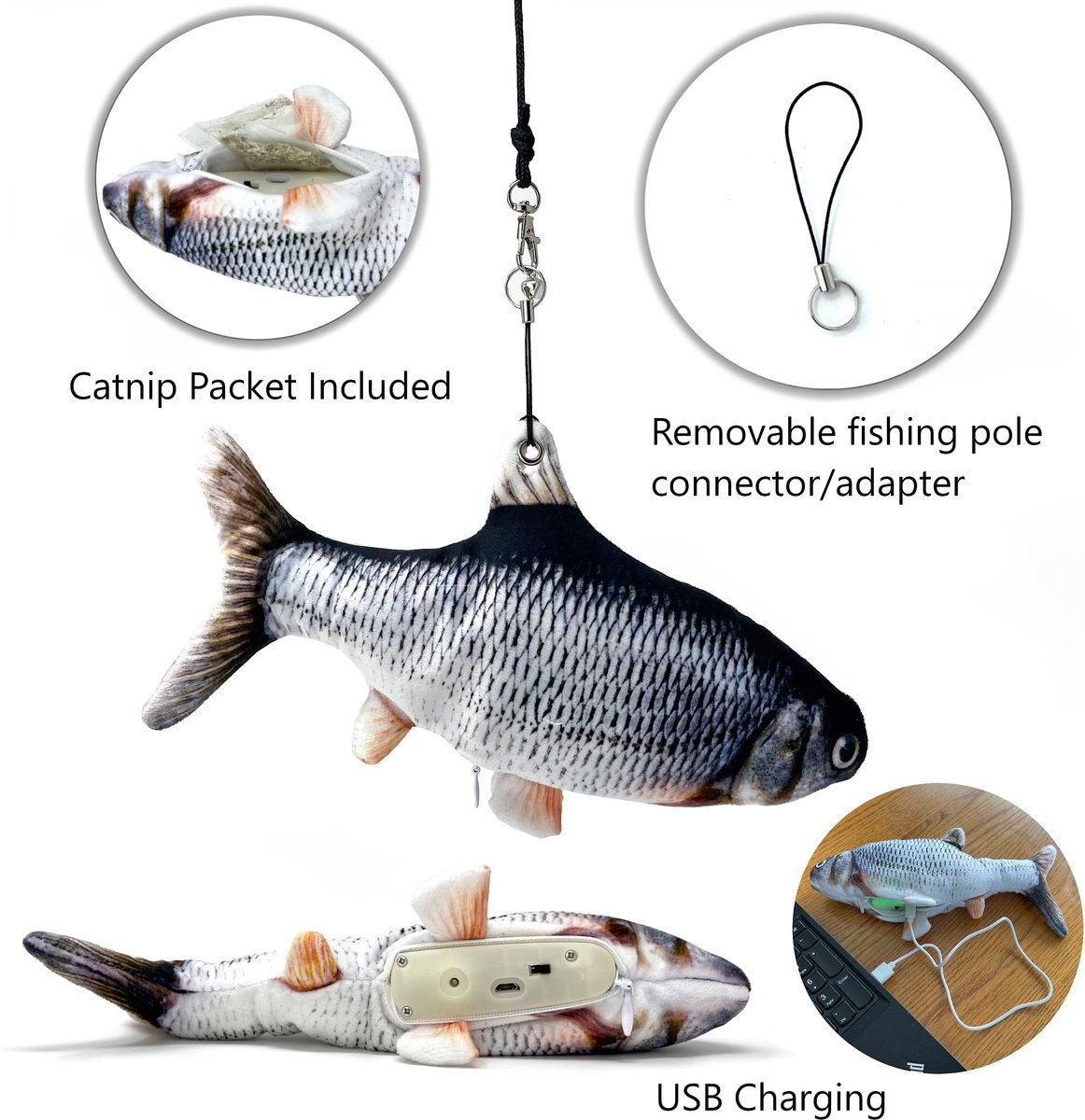 PET FIT FOR LIFE Robotic Floppy Fish & Wand Cat Toy - Chewy.com