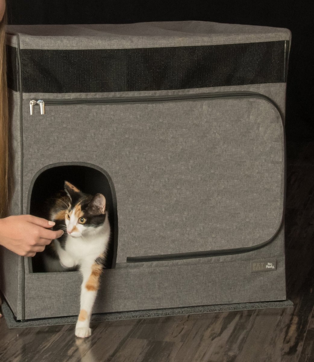 PET GEAR Pro Pawty Cat Litter Box Cover, Soft Charcoal - Chewy.com