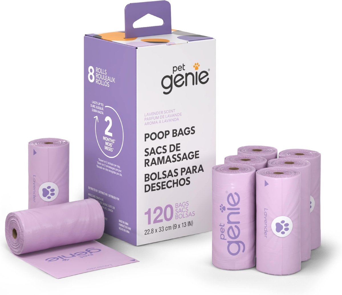 PET GENIE Poop Bags, Lavender Scented, 120 count - Chewy.com