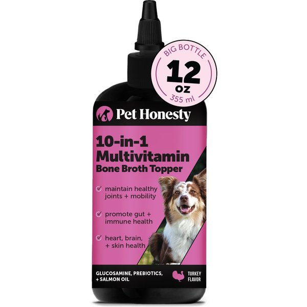 PET HONESTY Bone Broth & Salmon Oil Turkey Flavored Liquid Multivitamin ...