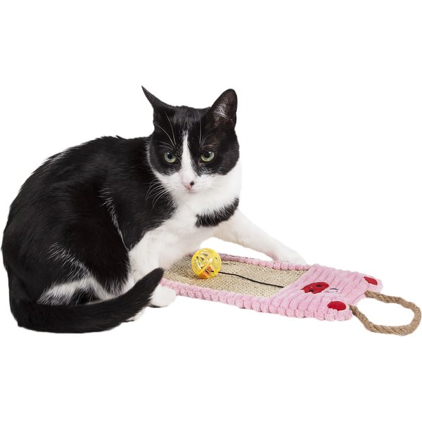 SMARTYKAT Scratch Scroll Sisal & Carpet Curled Cat Scratcher with ...