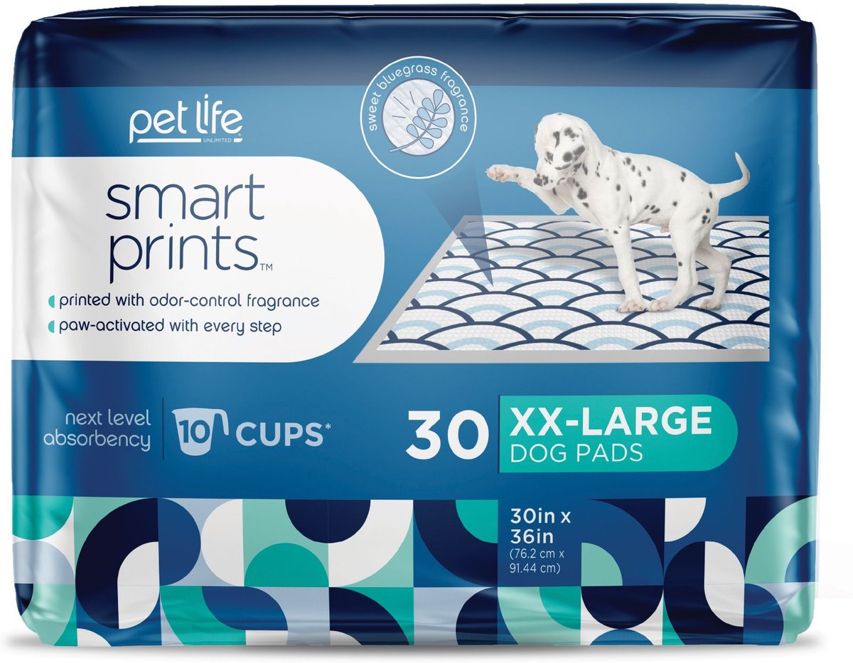 PET LIFE UNLIMITED Smart Prints Dog Pee Pads, Sweet Bluegrass Scent, XX ...