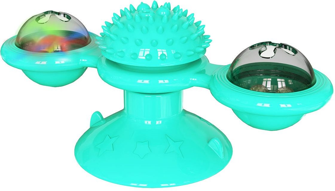 PET LIFE 'Windmill' Rotating Suction Cup Spinning Cat Toy, Blue - Chewy.com