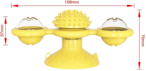 PET LIFE 'Windmill' Rotating Suction Cup Spinning Cat Toy, Yellow ...