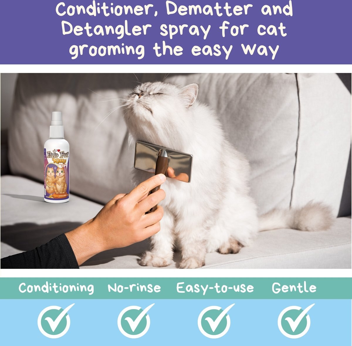 PET MASTERMIND Fab Fur Kitty Detangling Cat Spray, 8-fl oz bottle ...