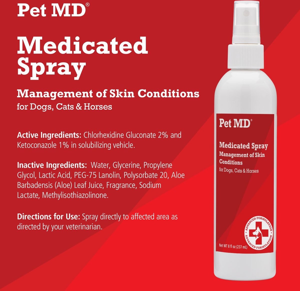 PET MD Antiseptic & Antifungal Medicated Spray for Dogs, Cats & Horses ...