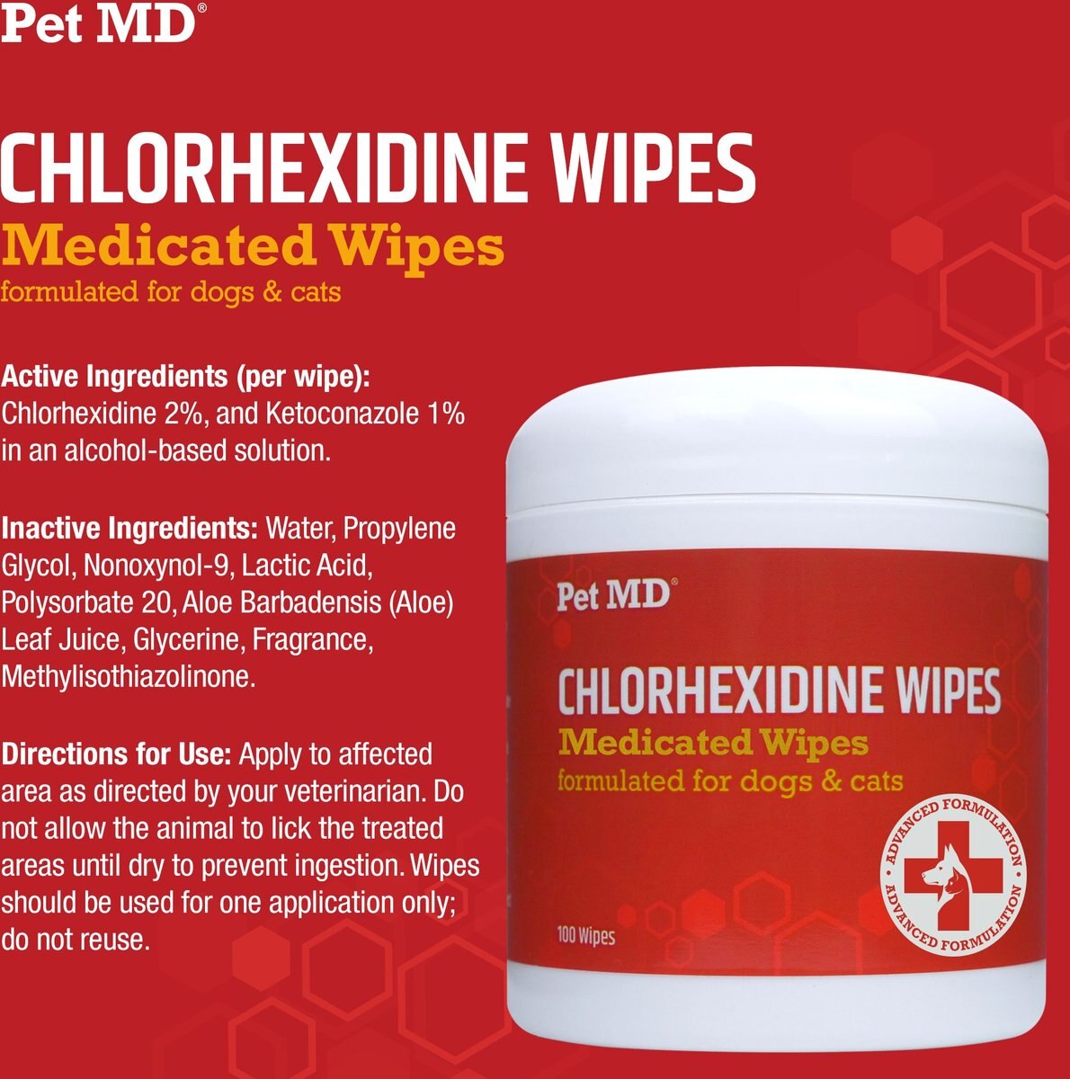 PET MD Chlorhexidine Dog & Cat Wipes, 100 Count - Chewy.com
