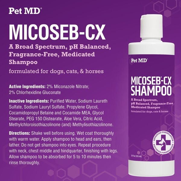 PET MD Micoseb-CX Anti-Fungal Medicated Pet Shampoo, 12-oz bottle ...