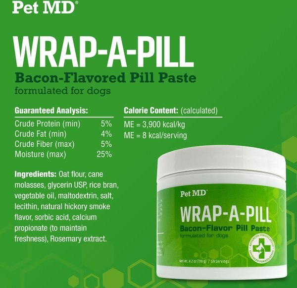 PET MD Wrap-A-Pill Bacon Flavor Pill Paste Dog & Cat Supplement, 4.2-oz ...