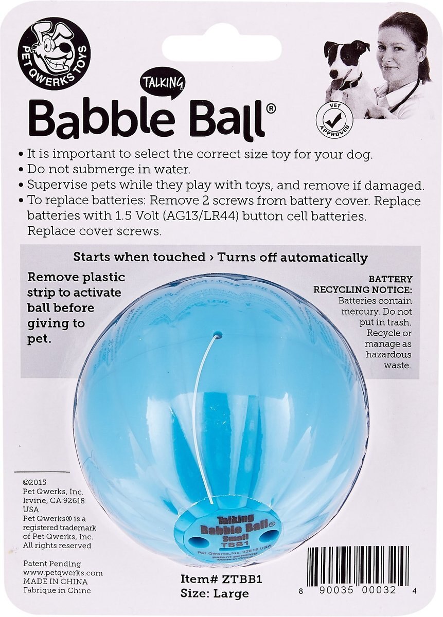 PET QWERKS Talking Babble Ball Dog Toy, Large - Chewy.com