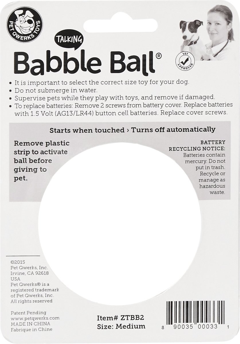 Out of Stock - PET QWERKS Talking Babble Ball Dog Toy, Medium - Chewy.com