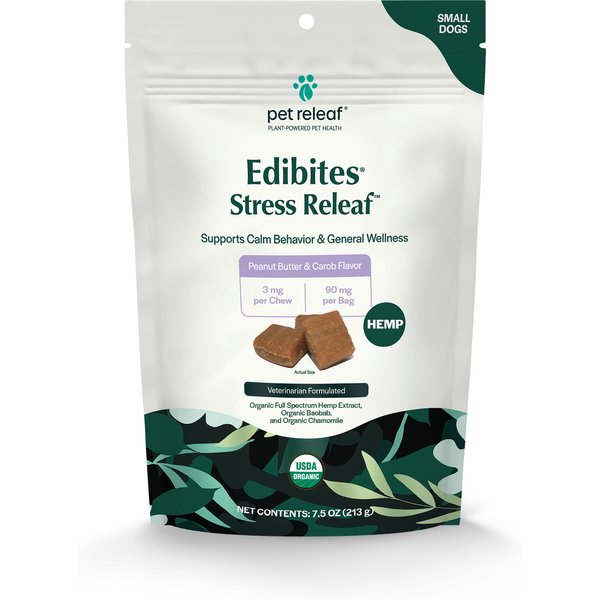 PET RELEAF Edibites Stress Releaf Organic Peanut Butter & Carob ...