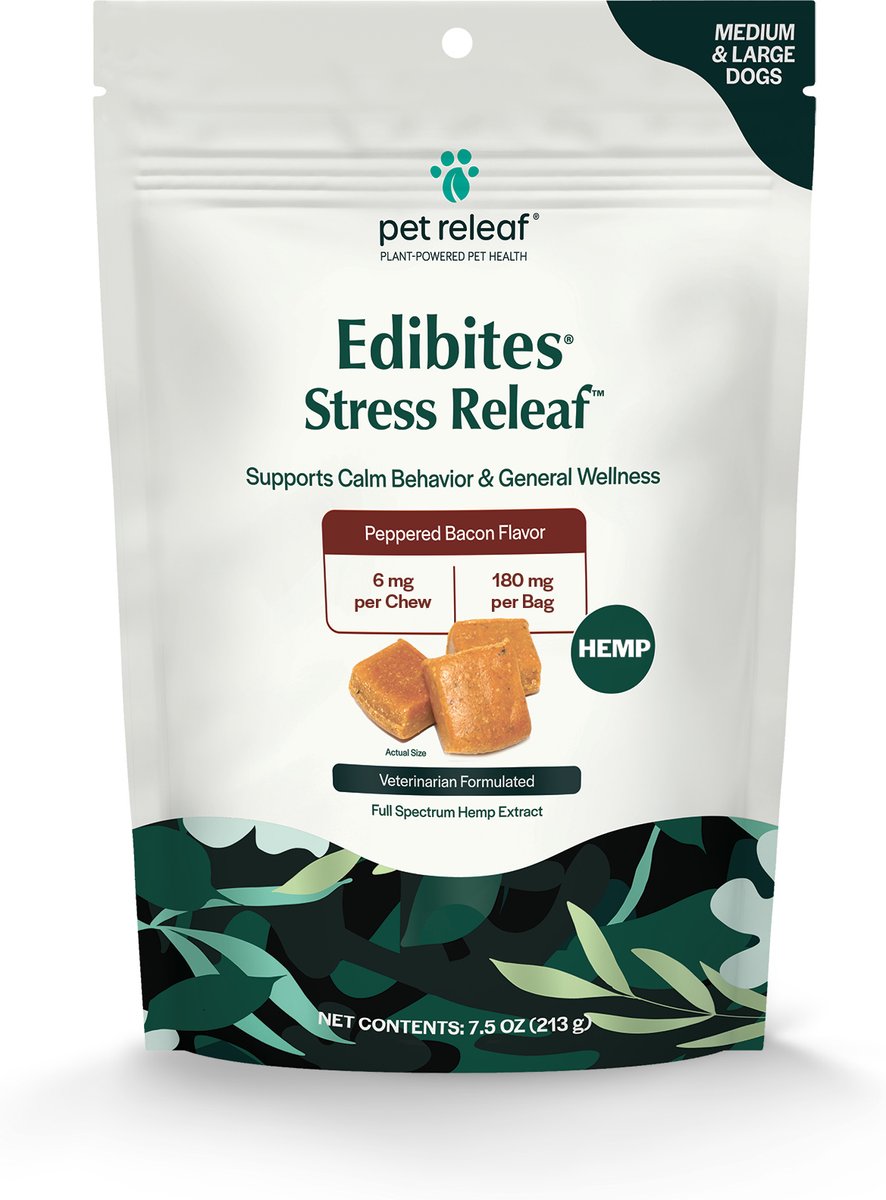 PET RELEAF Edibites Stress Releaf Organic Peppered Bacon Flavored Chew ...