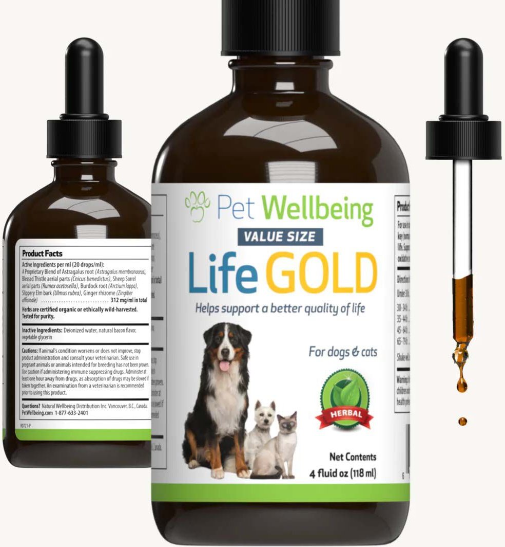 PET WELLBEING Life GOLD Bacon Flavored Liquid Immune Supplement for ...